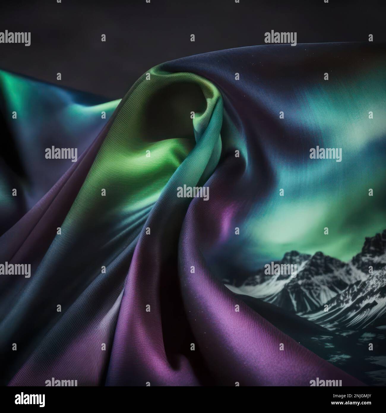 Colorful silk fabric surface in northern lights abstract background ...