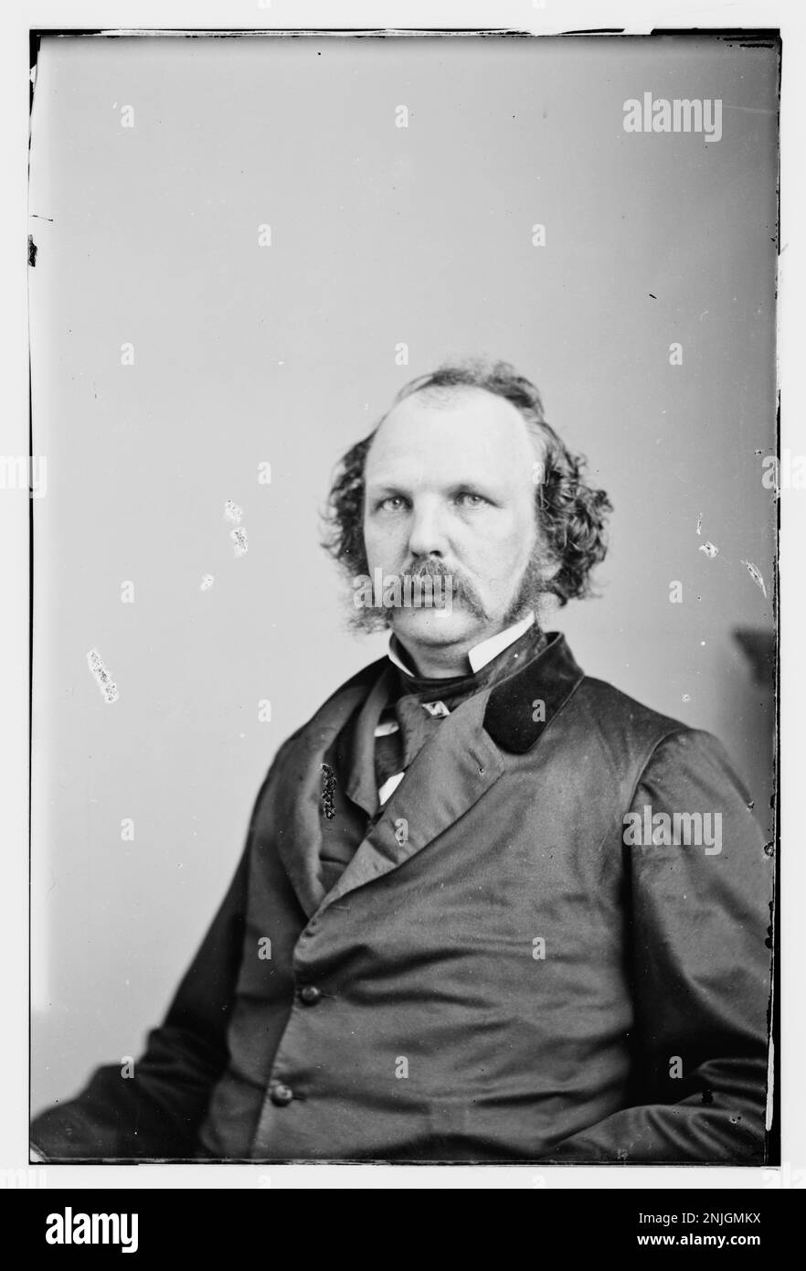 Portrait of John Godfrey Saxe, a 19th-century American poet and ...
