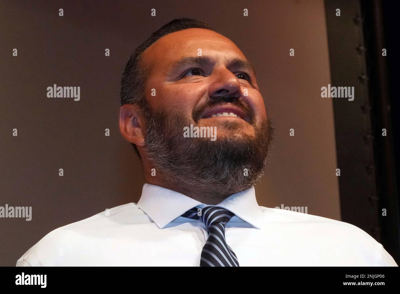 Garfield high school principal Andres Favela reacts at Dodgers Love LA ...