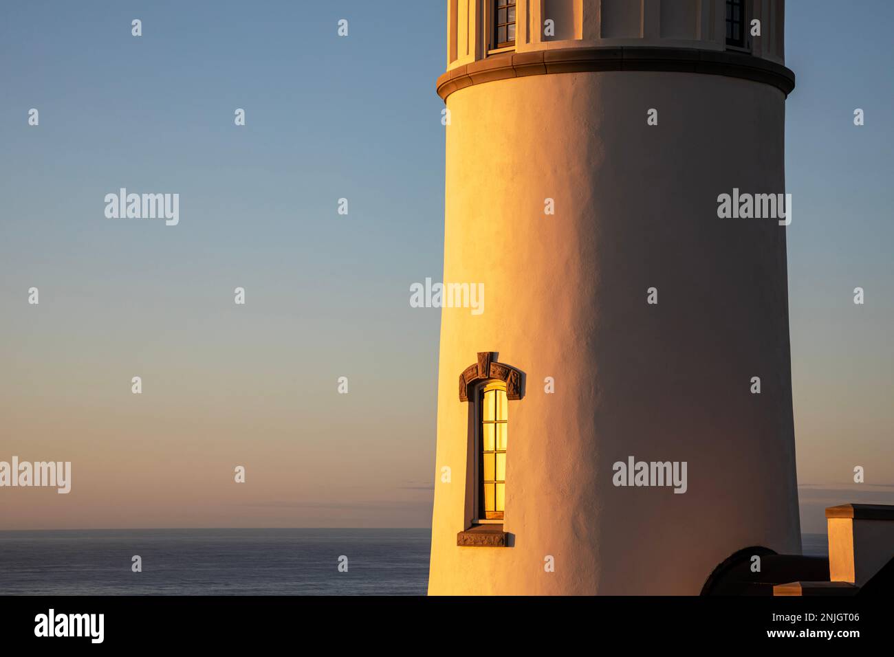 WA23032-00...WASHINGTON - Detail of North Point Lighthouse at sunset ...