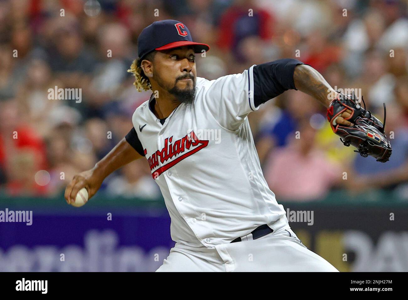 CLEVELAND, OH - AUGUST 19: Cleveland Guardians relief pitcher Emmanuel ...