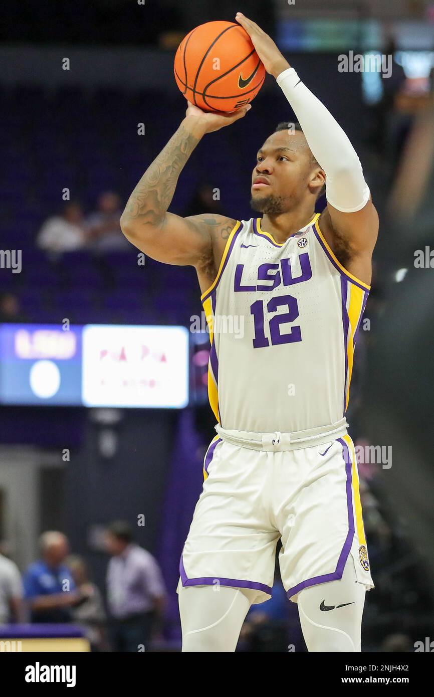 Baton Rouge, LA, USA. 22nd Feb, 2023. LSU's KJ Williams (12) puts up a ...
