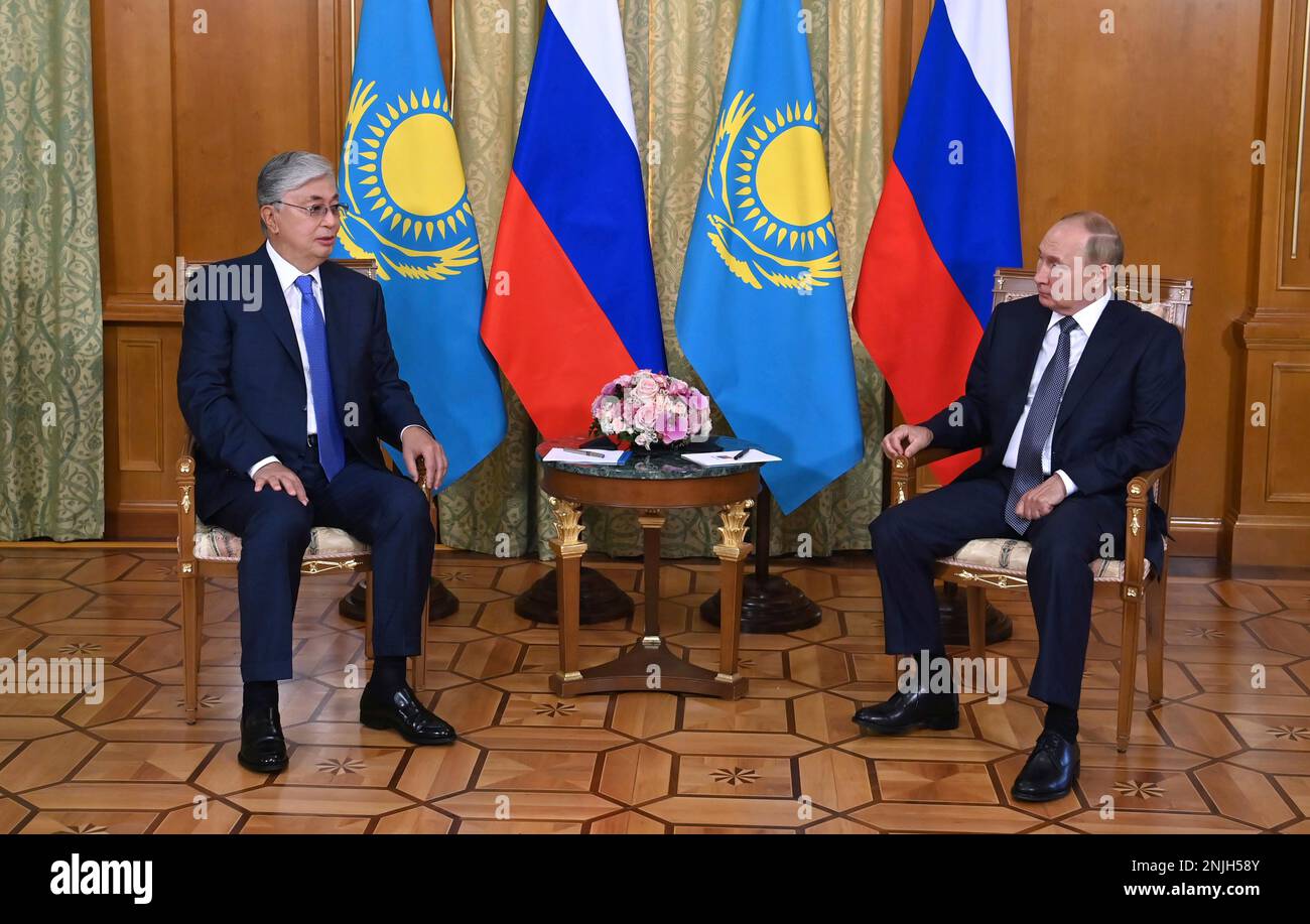 Russian President Vladimir Putin Right Meets With Kazakh President