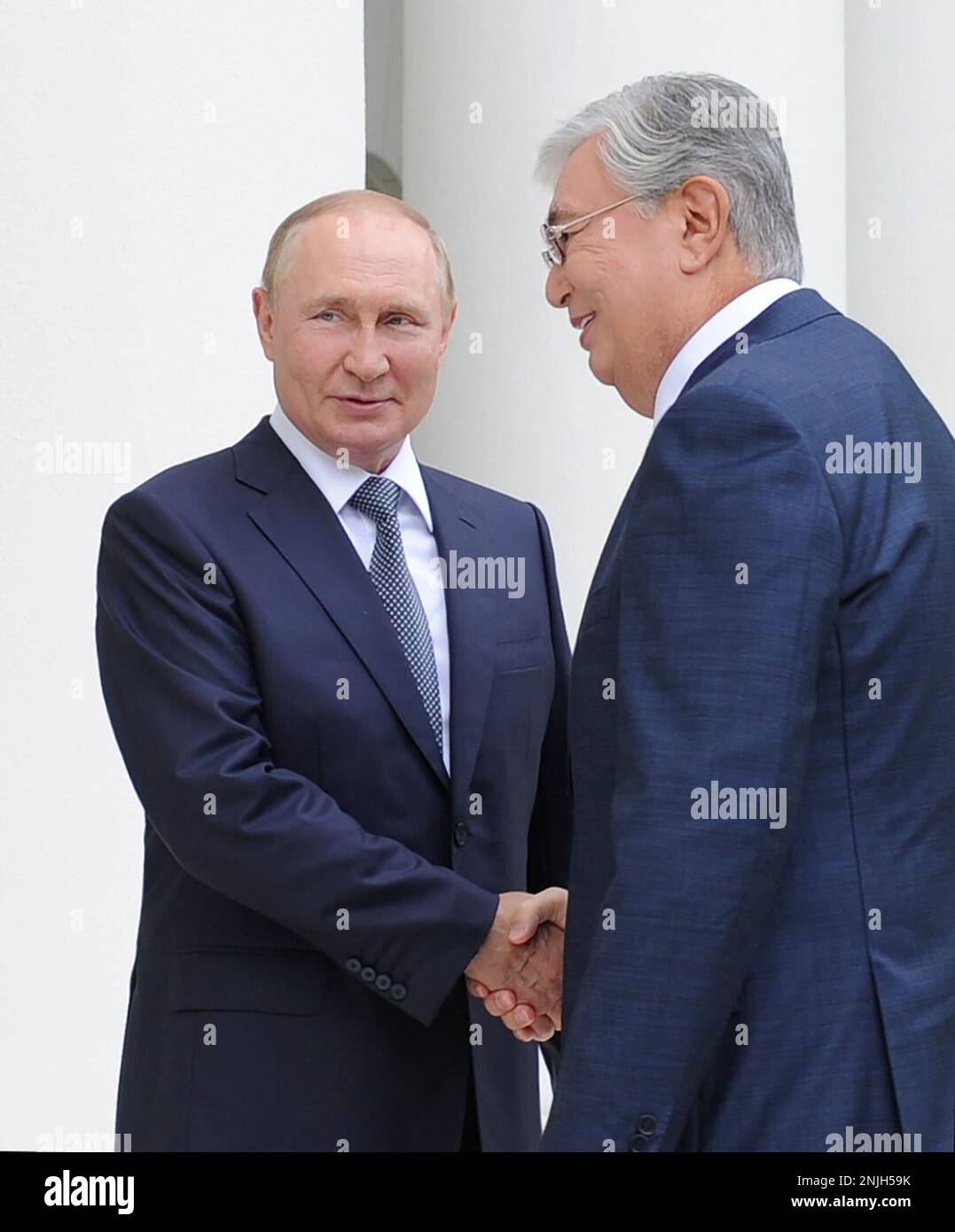 Russian President Vladimir Putin, left, and Kazakh President Kassym ...