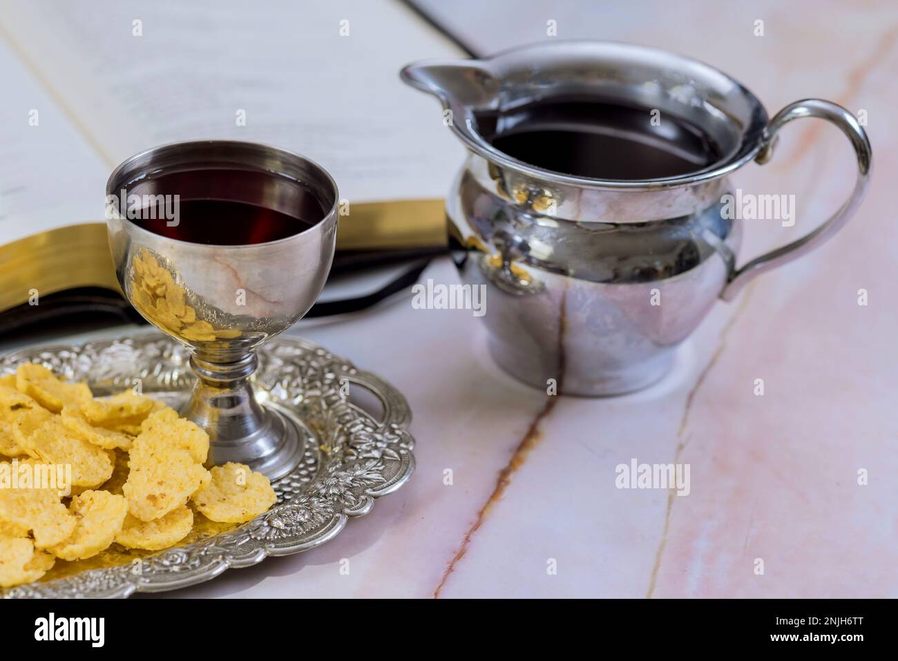 An overview of Christian Holy Communion that includes unleavened bread ...