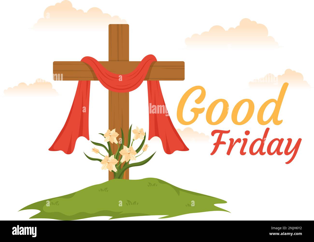 Happy Good Friday Illustration with Christian Holiday of Jesus Christ ...
