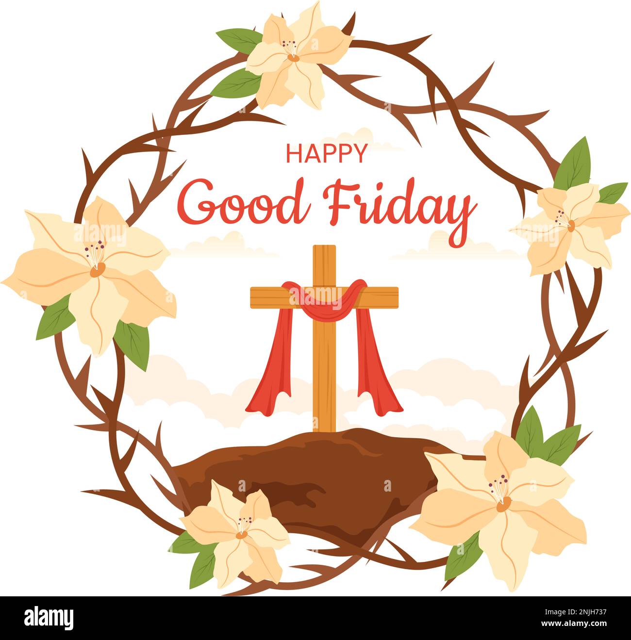 Happy Good Friday Illustration with Christian Holiday of Jesus Christ ...