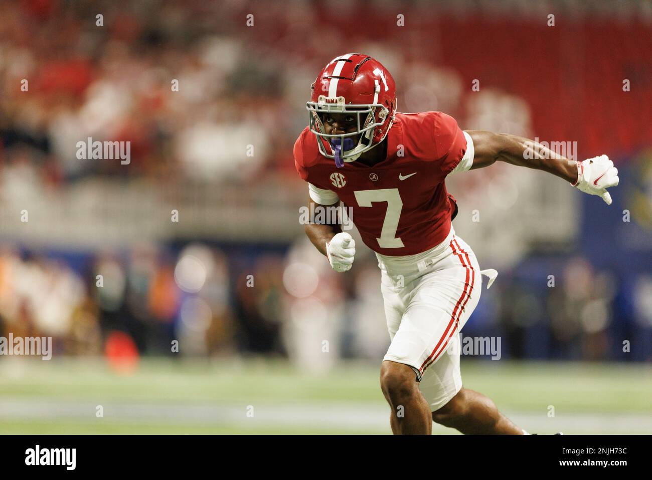 Alabama wide receiver Ja'Corey Brooks (7) runs a route during the Southeastern Conference ...
