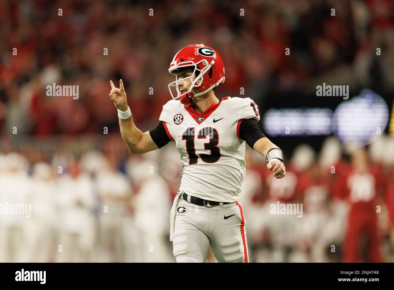 Georgia quarterback Stetson Bennett (13) celebrates during the ...