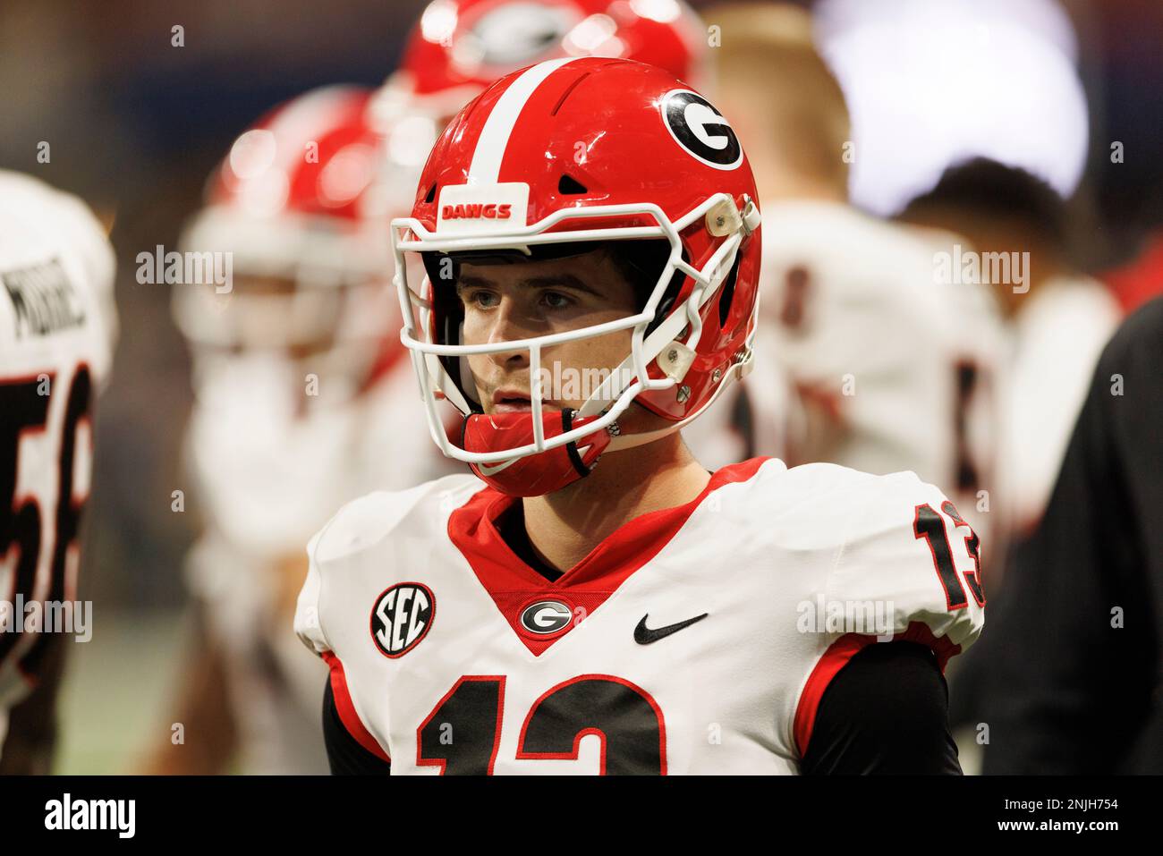 Georgia quarterback Stetson Bennett (13) on the sidelines during the Southeastern Conference ...
