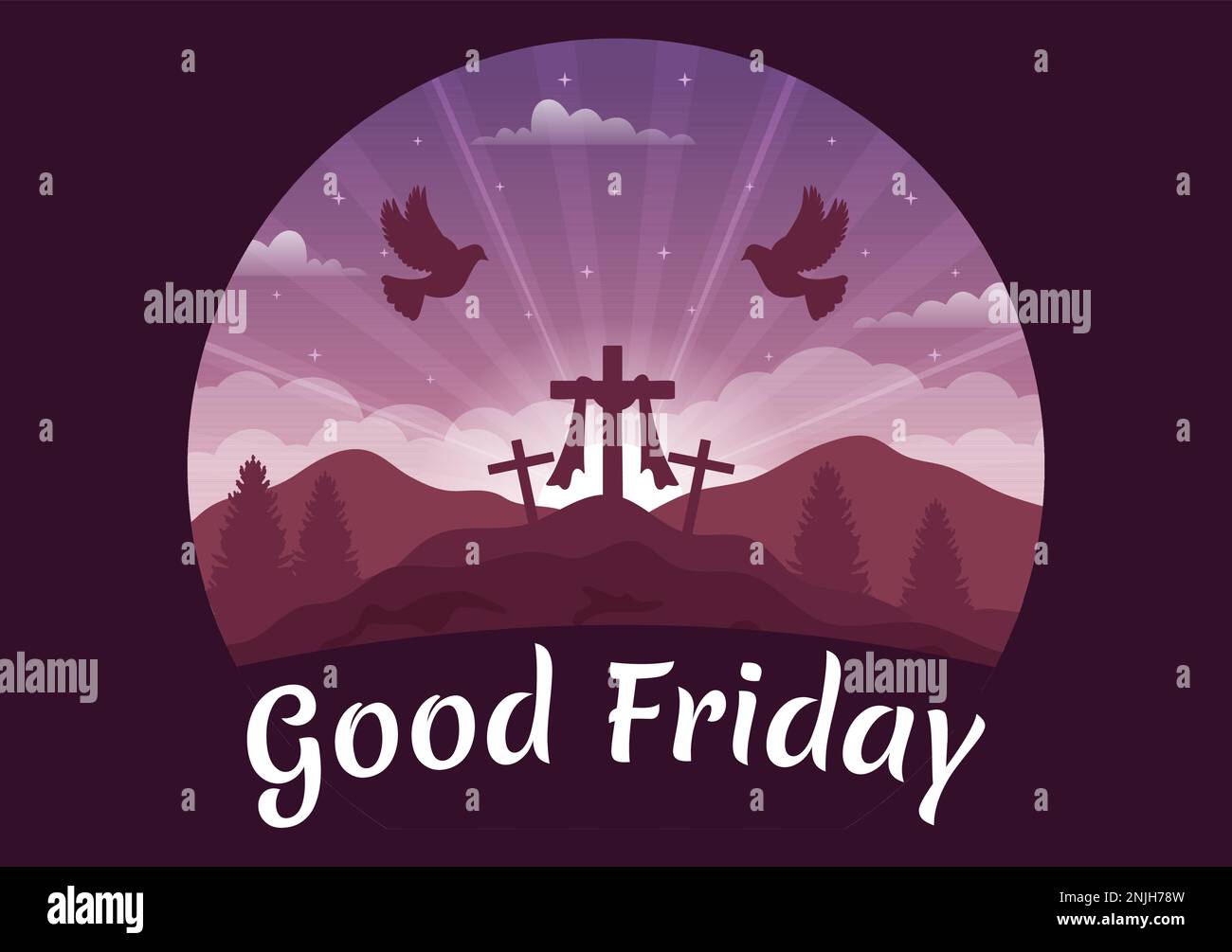 Happy Good Friday Illustration with Christian Holiday of Jesus Christ ...