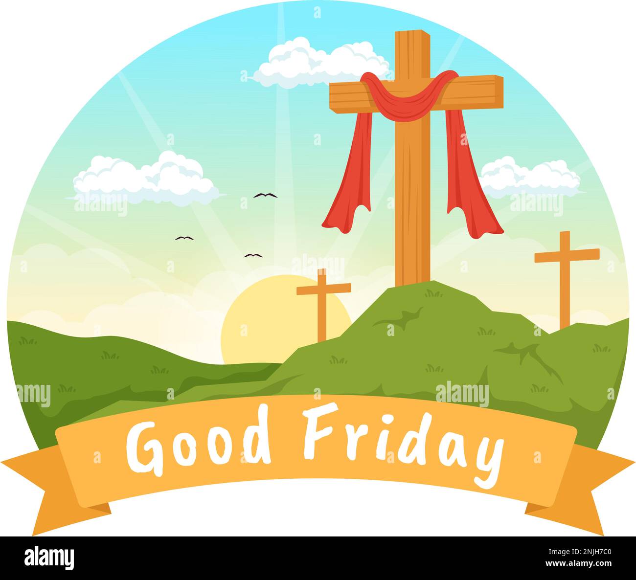 Happy Good Friday Illustration with Christian Holiday of Jesus Christ ...