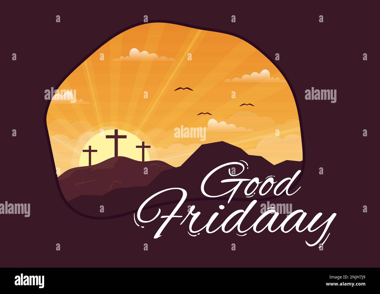 Happy Good Friday Illustration with Christian Holiday of Jesus Christ ...