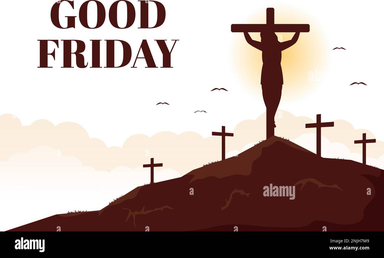 Happy Good Friday Illustration with Christian Holiday of Jesus Christ ...