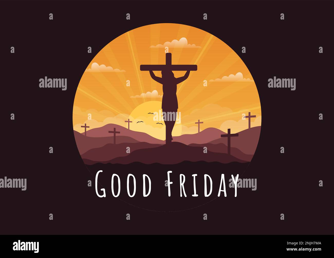 Happy Good Friday Illustration with Christian Holiday of Jesus Christ ...