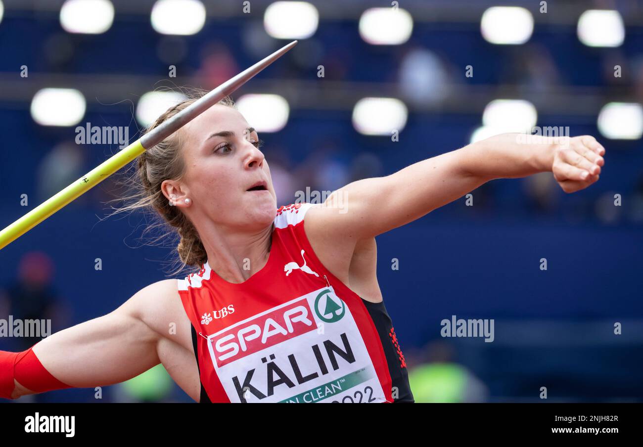 Annik Kalin, of Switzerland,makes an attempt in the Women's heptathlon ...