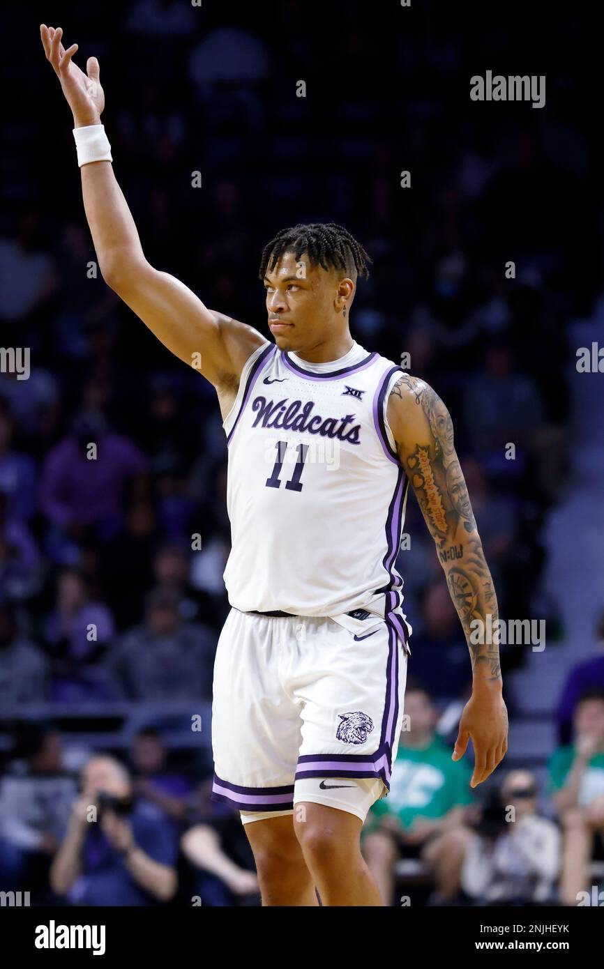 Kansas State forward Keyontae Johnson responds to cheering fans during ...