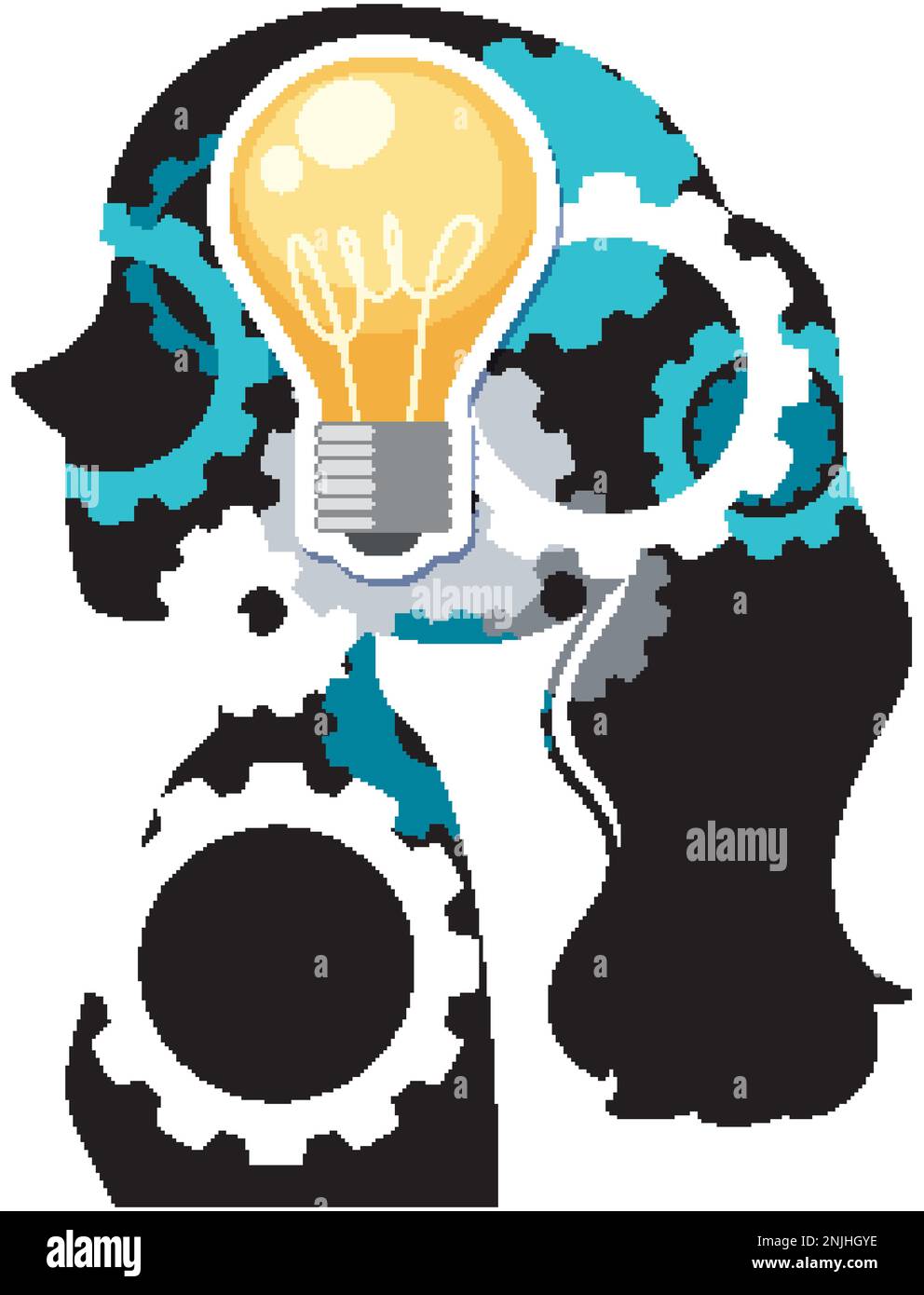 Light bulb in silhouette human icon design illustration Stock Vector ...