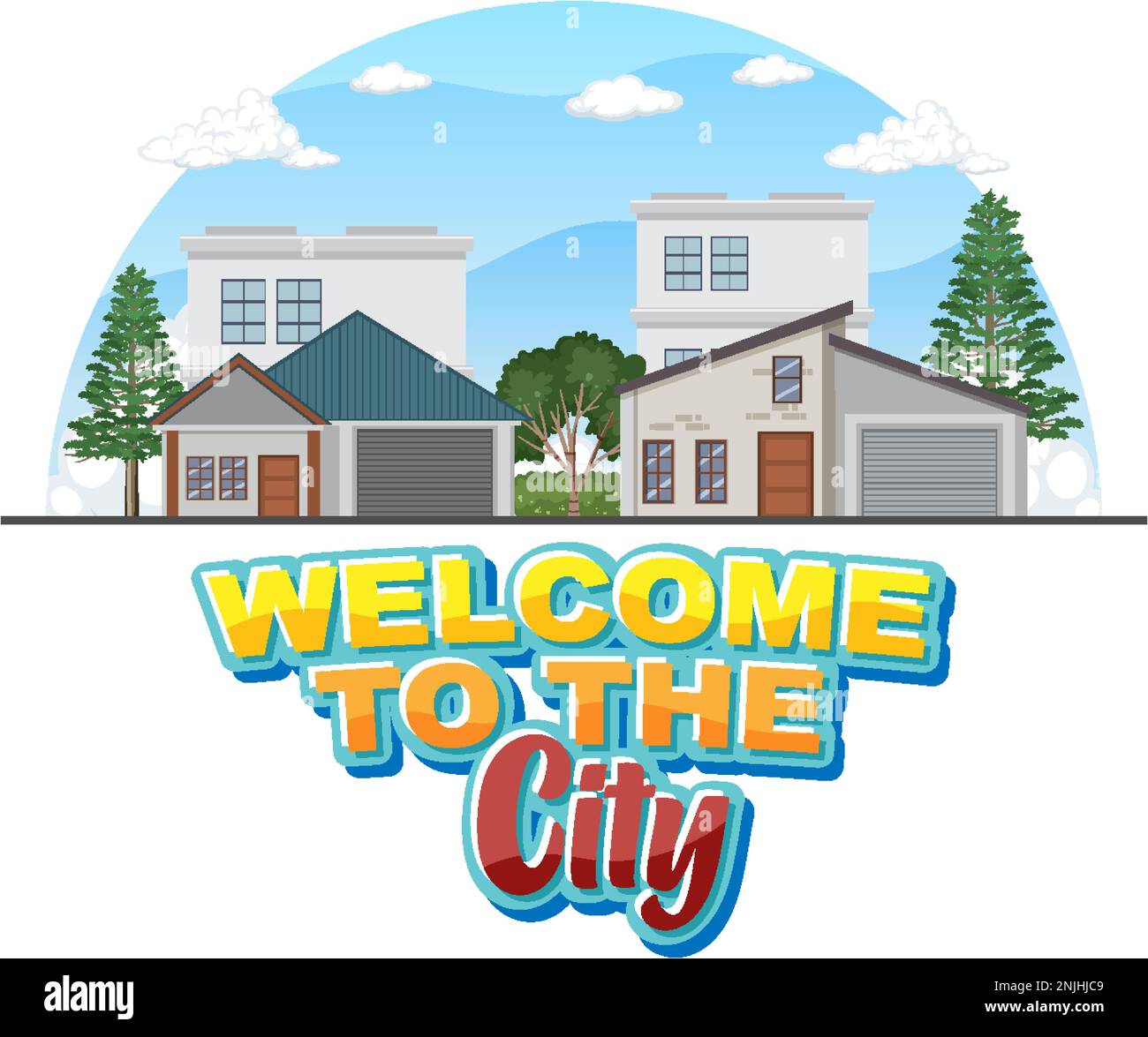 Welcome to the city text for banner and poster design illustration ...