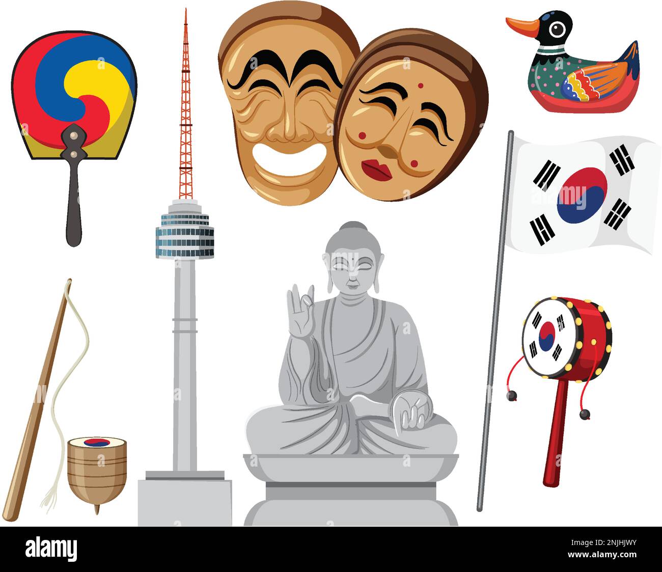 Set of Korean elements and objects illustration Stock Vector Image ...