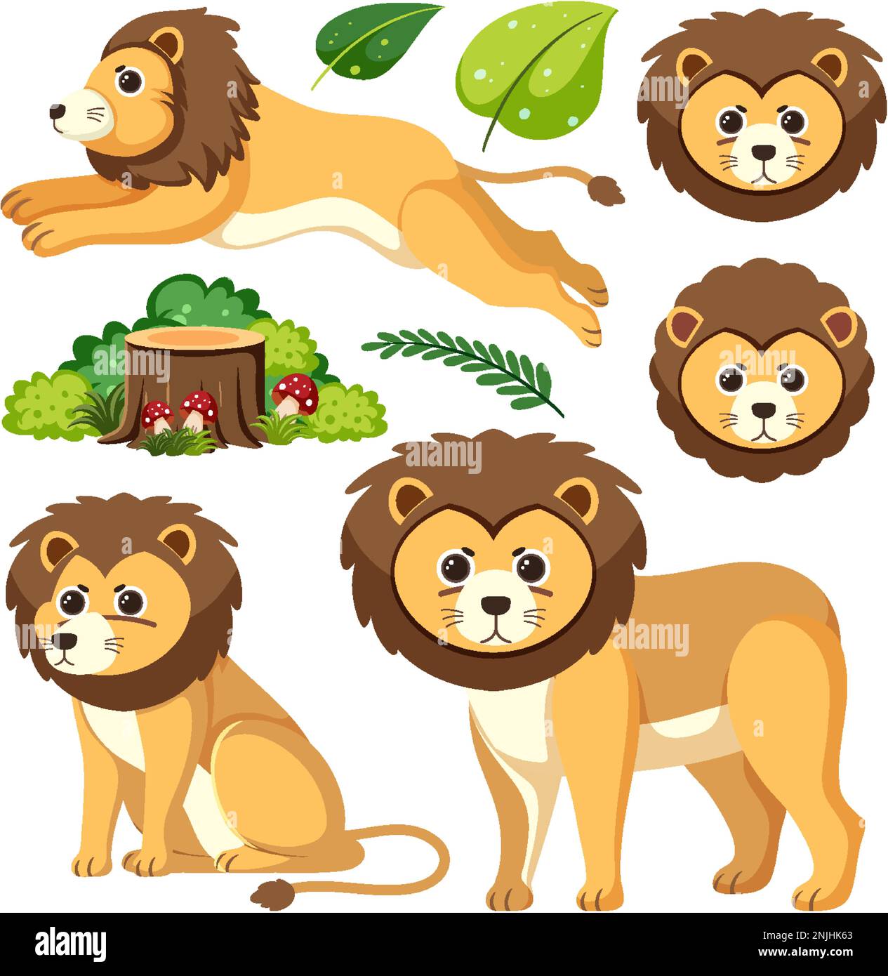Set of lion cartoon character illustration Stock Vector Image & Art - Alamy