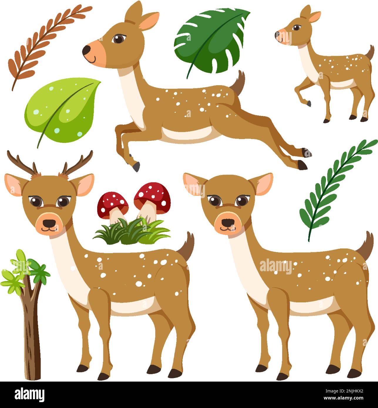 Set of deer cartoon character illustration Stock Vector Image & Art - Alamy