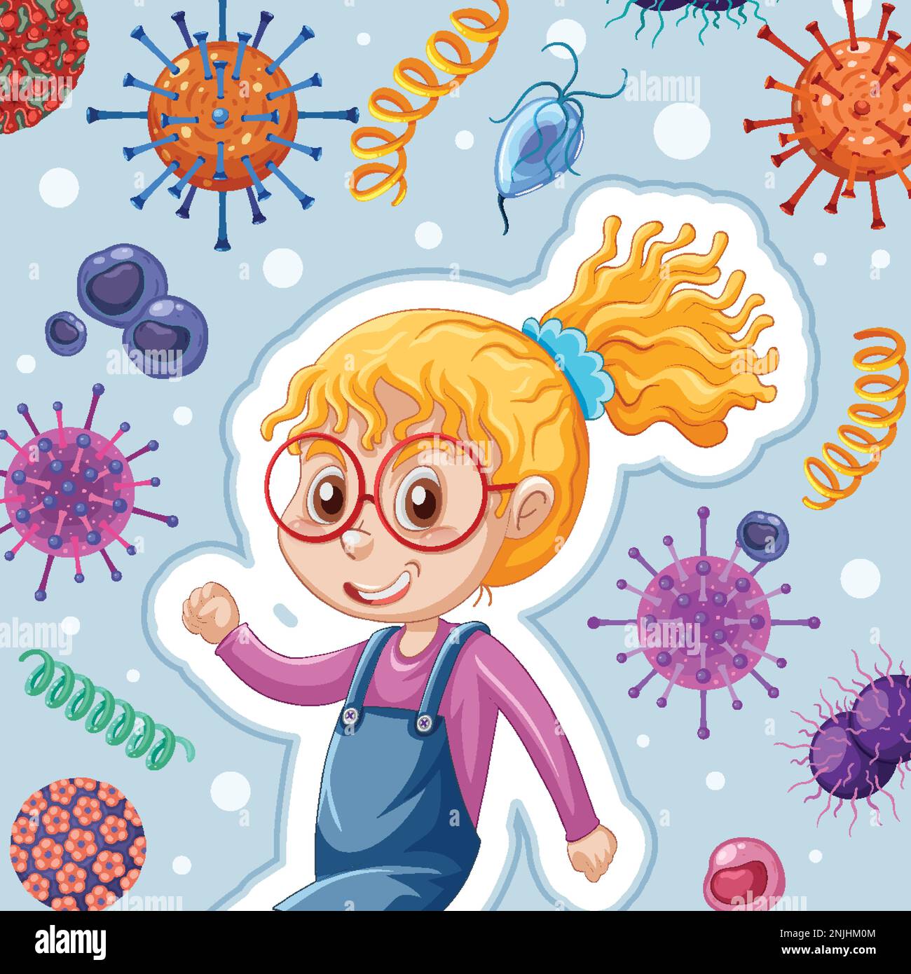 A girl surrounded by germs background illustration Stock Vector Image ...