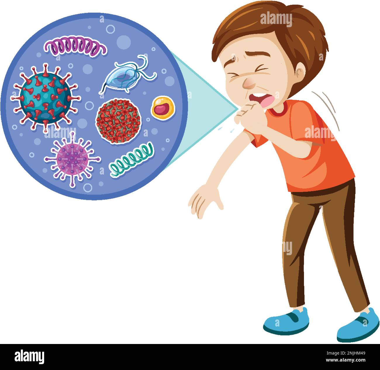 A man cough from having germs illustration Stock Vector Image & Art - Alamy
