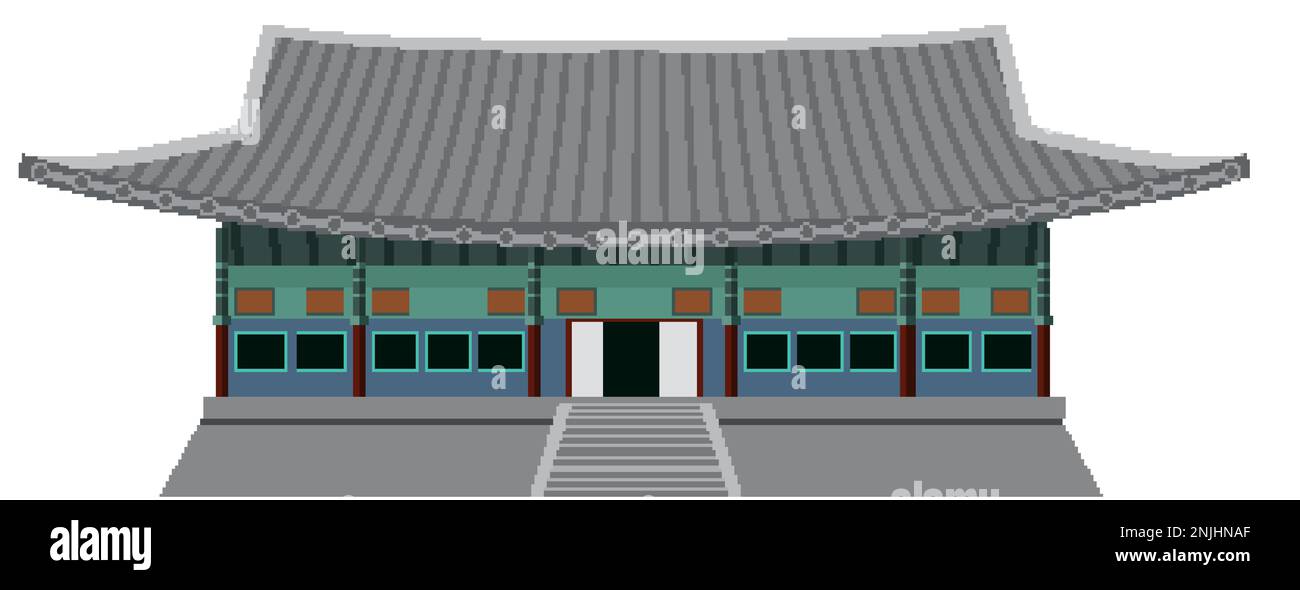 Ancient traditional Korean building illustration Stock Vector Image ...