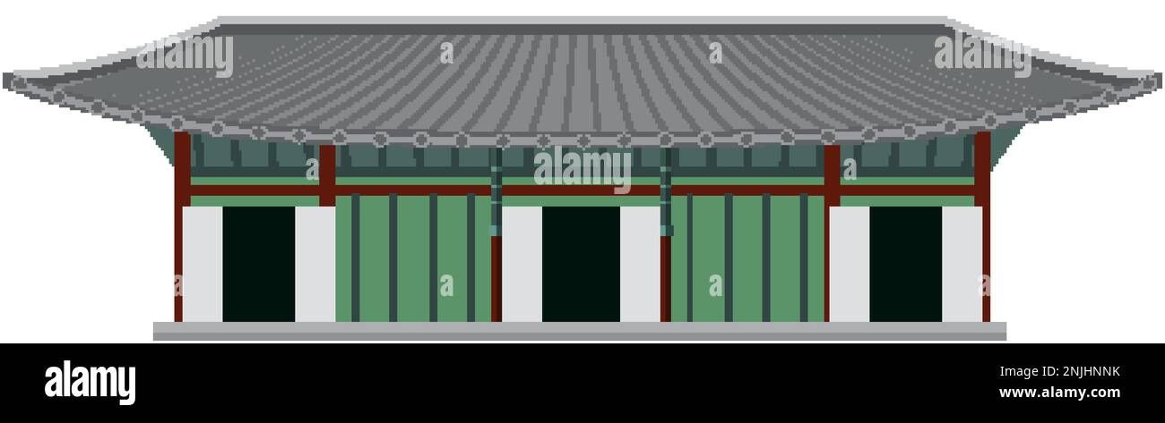 Ancient traditional Korean building illustration Stock Vector Image ...