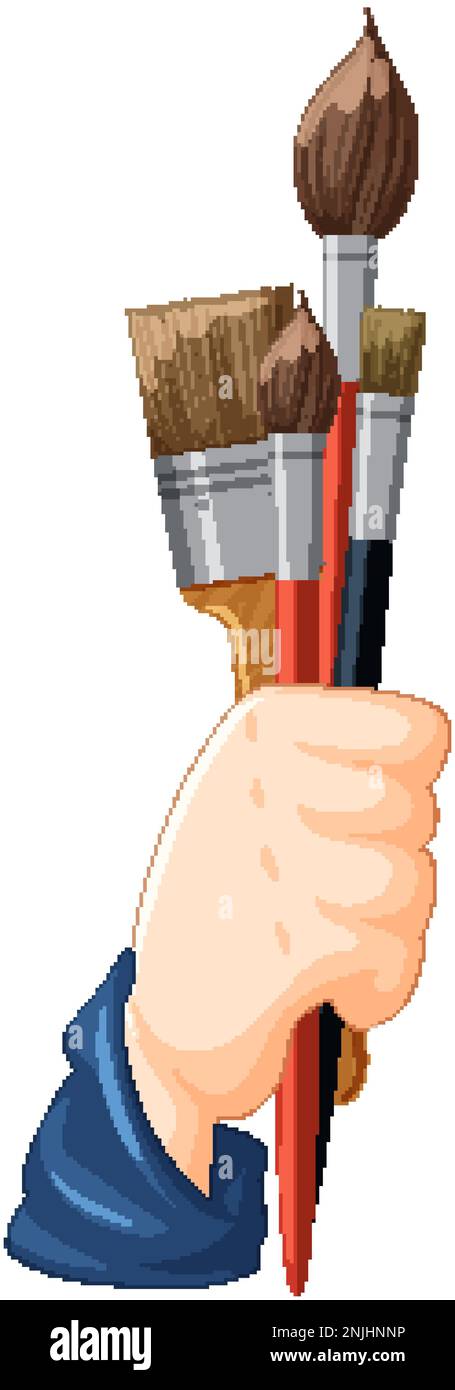 Hand holding brushes set illustration Stock Vector Image & Art - Alamy