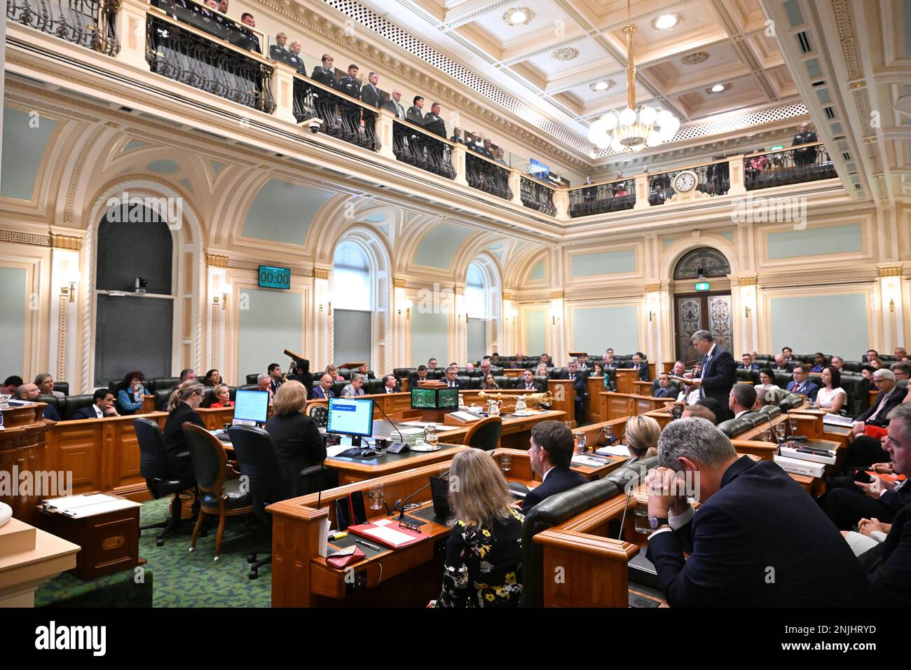 Queensland Police Minister Mark Ryan (standing) is seen during a ...