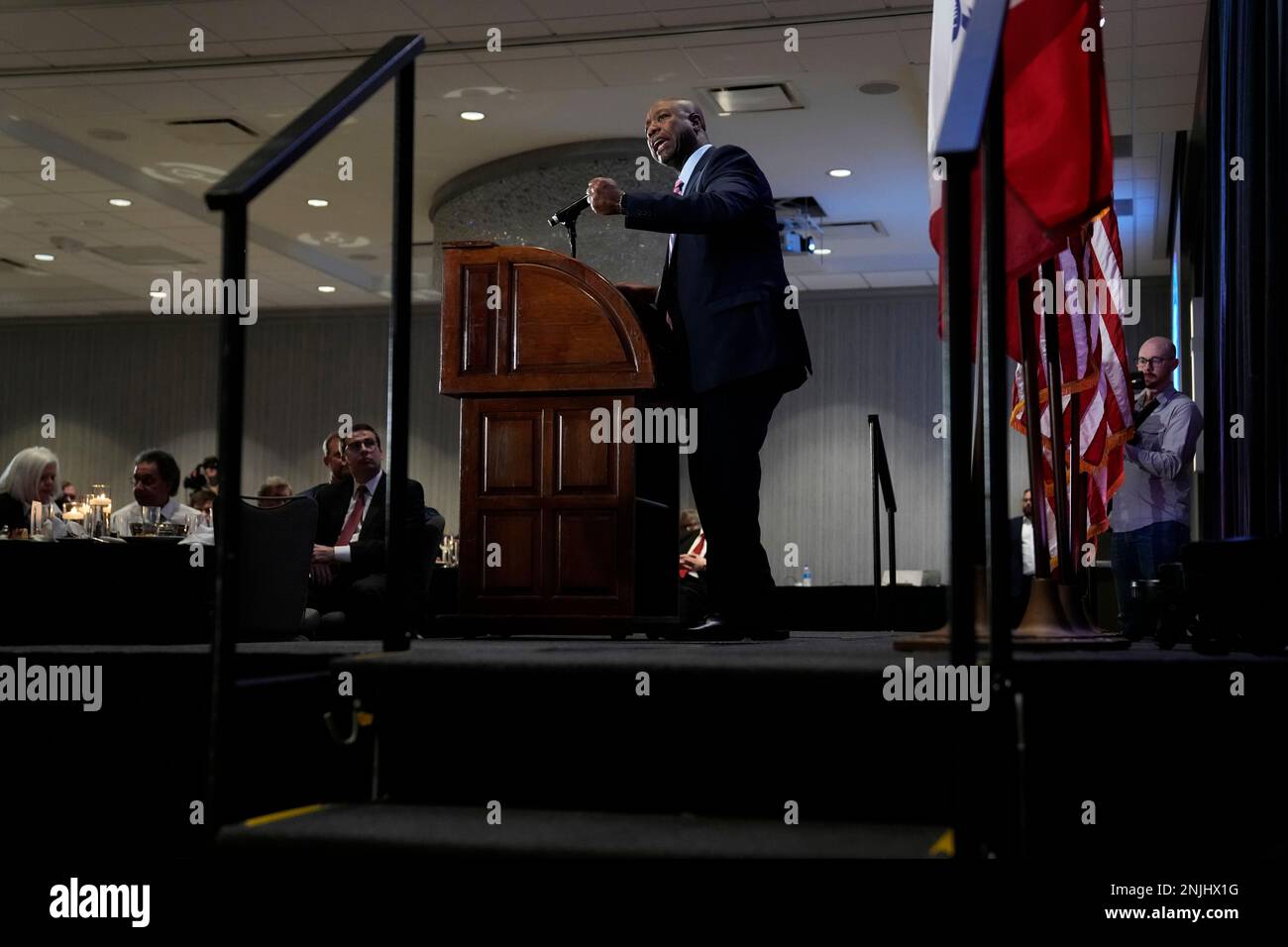 Sen. Tim Scott, R-S.C. speaks during the Republican Party of Polk ...