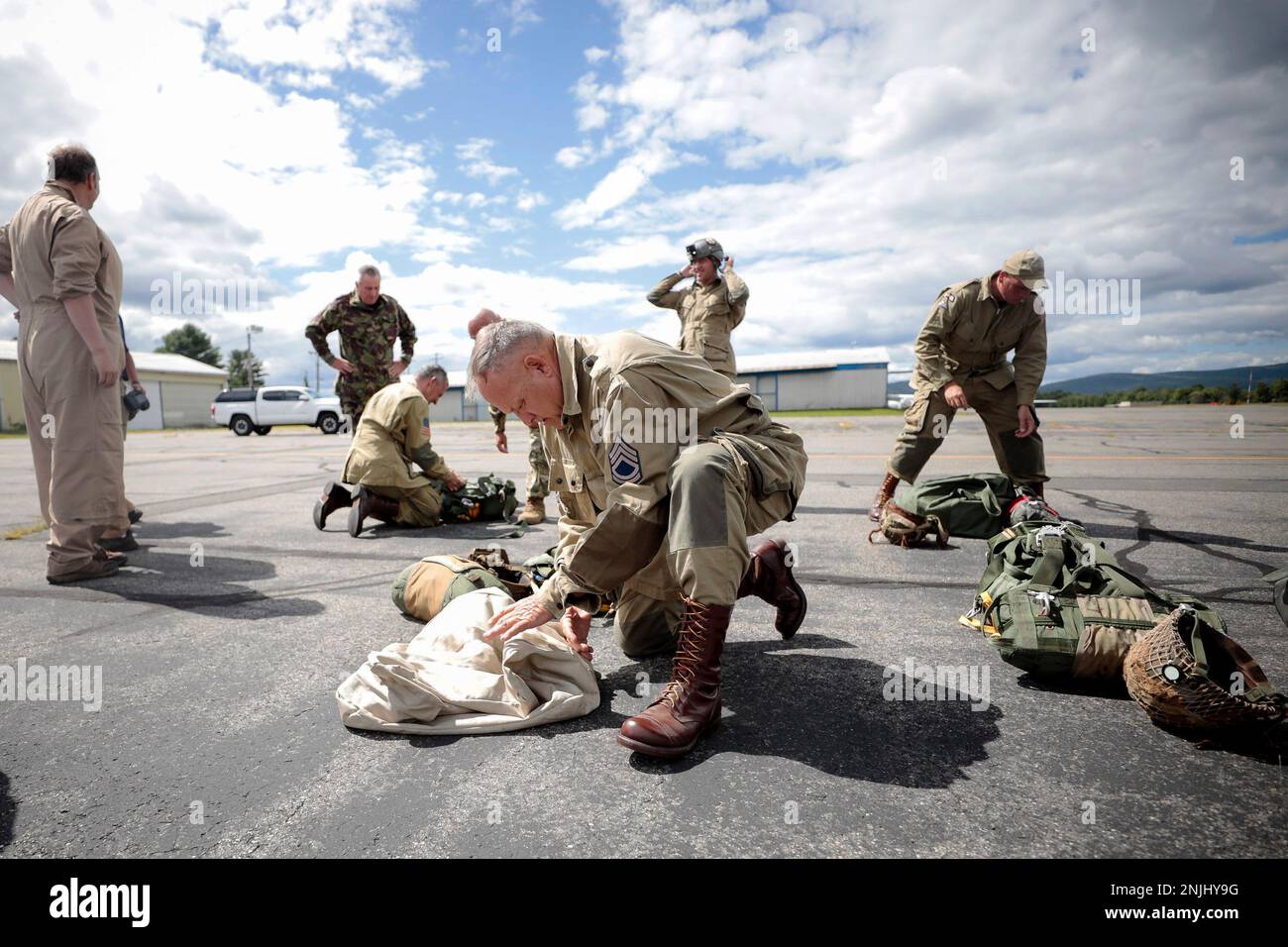 Members of the Liberty Jump Team, a World War II paratrooper ...