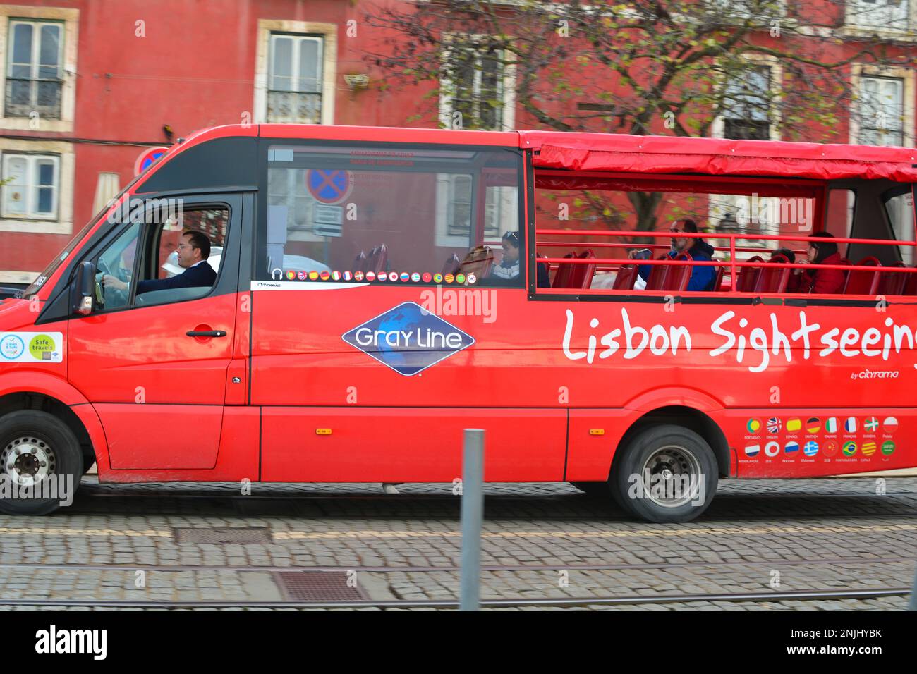 Lisbon sightseeing bus Portugal Stock Photo - Alamy