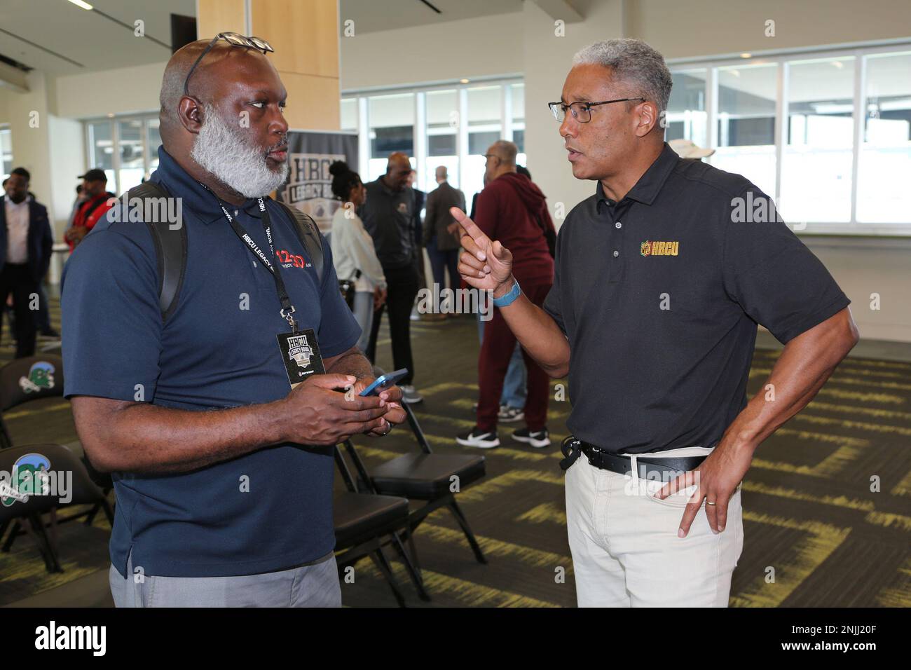 New Orleans, USA. 22nd Feb, 2023. Reggie Flood of WBOK Radio interviews ...