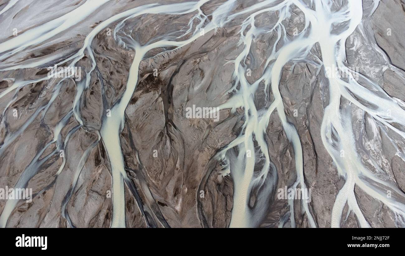 Glacial Rivers from Above. Aerial Photograph of the River Streams from ...
