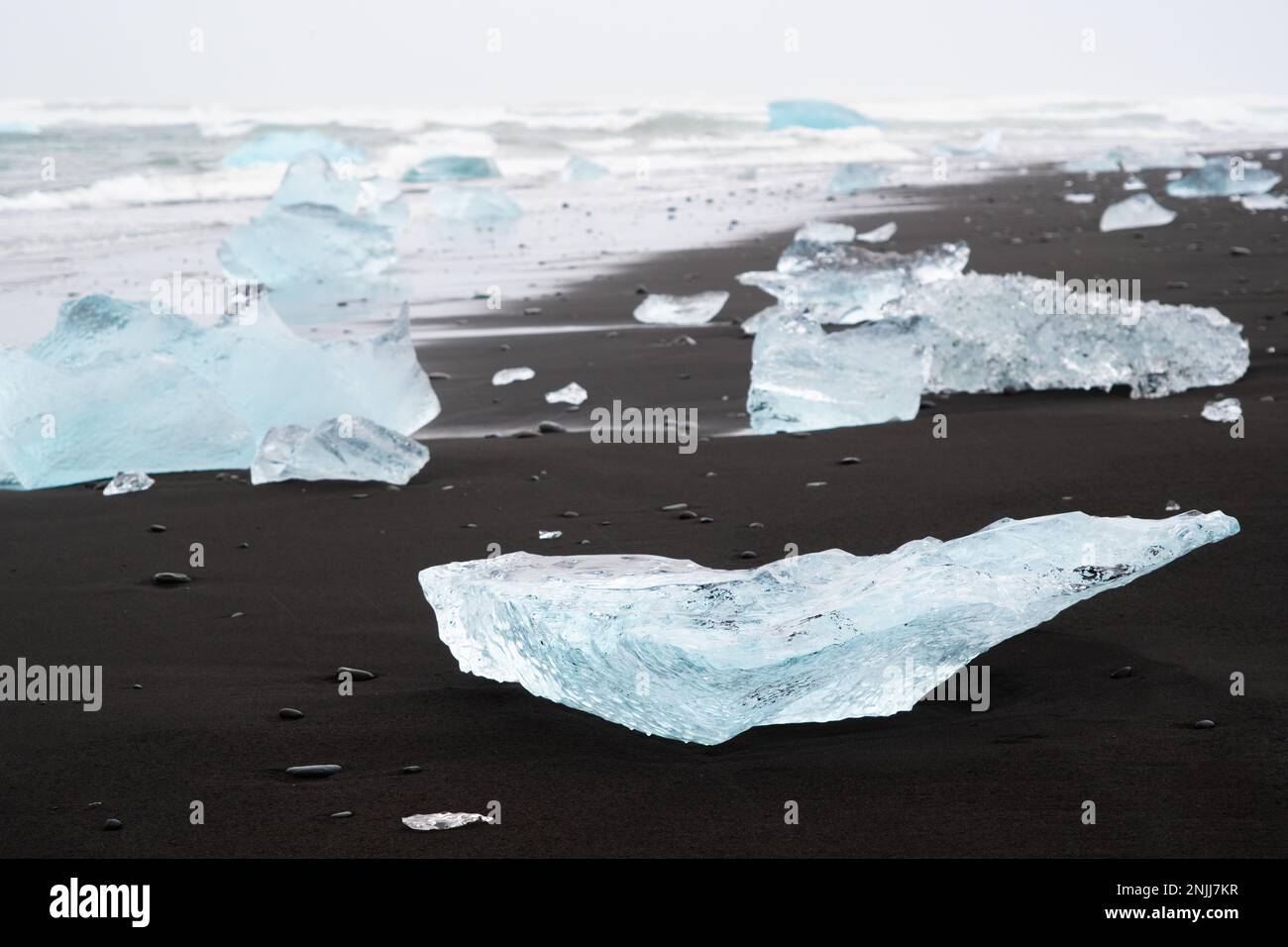 Diamond Beach in Iceland. Incredible Landscape with Pure Blue Icebergs ...