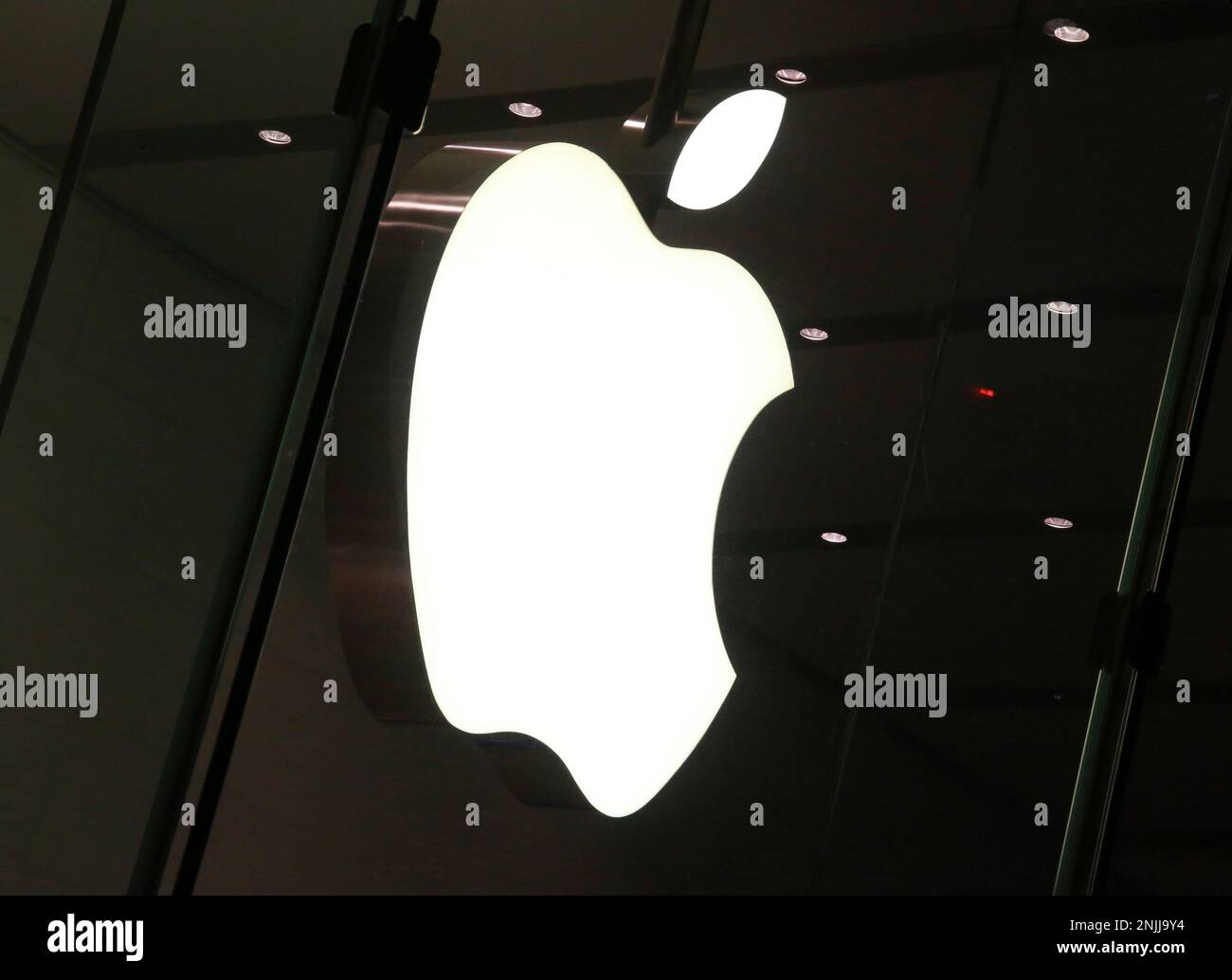 The trademark of Apple Inc. is seen in Shibuya Ward, Tokyo on May 30 ...