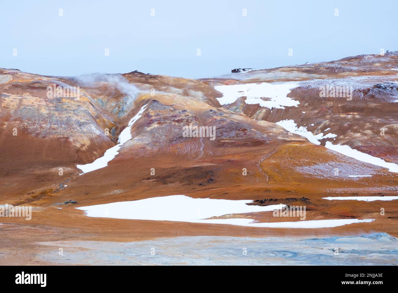 Boiling Mud Pots in the Iceland Volcanically Active Zone and Smoking ...