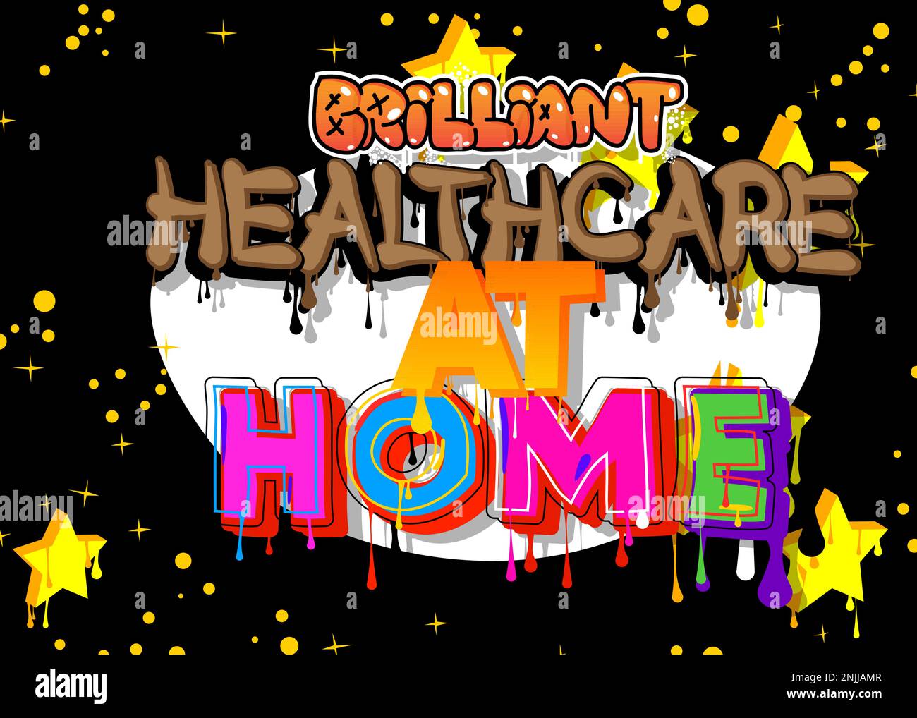 Brilliant Healthcare at Home. Graffiti tag. Abstract modern street art ...