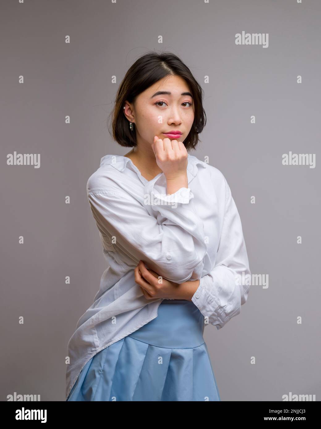 Half Body Portrait of Young Beautiful Asian Woman Standing in Front of ...