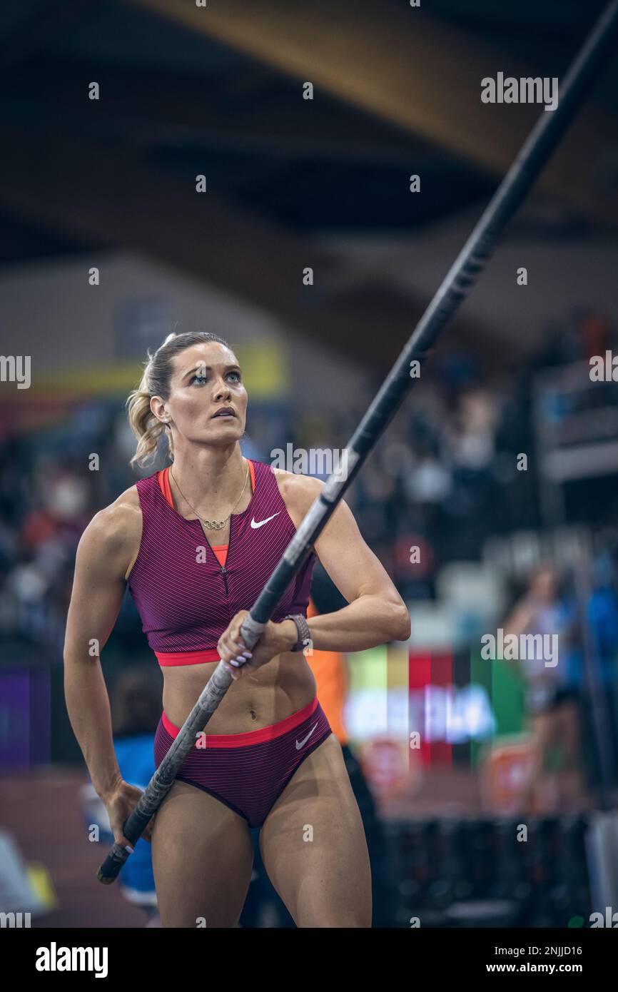 Alysha Newman participating in the Madrid Indoor Tour of Madrid 2023 ...