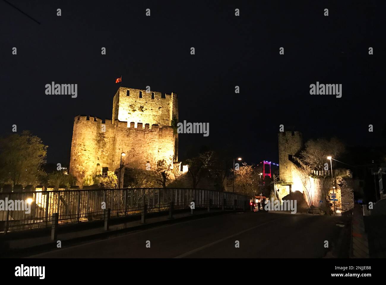 Anatolian Fortress at night (Turkish: Anadolu Hisari) in Bosphorus ...