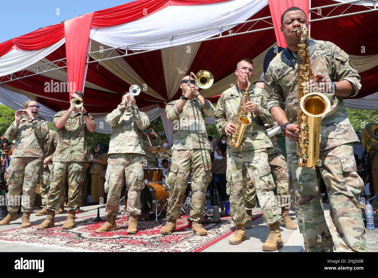 U.S. Army Musicians assigned to the Tropic Lightning Brass Band, 25th ...