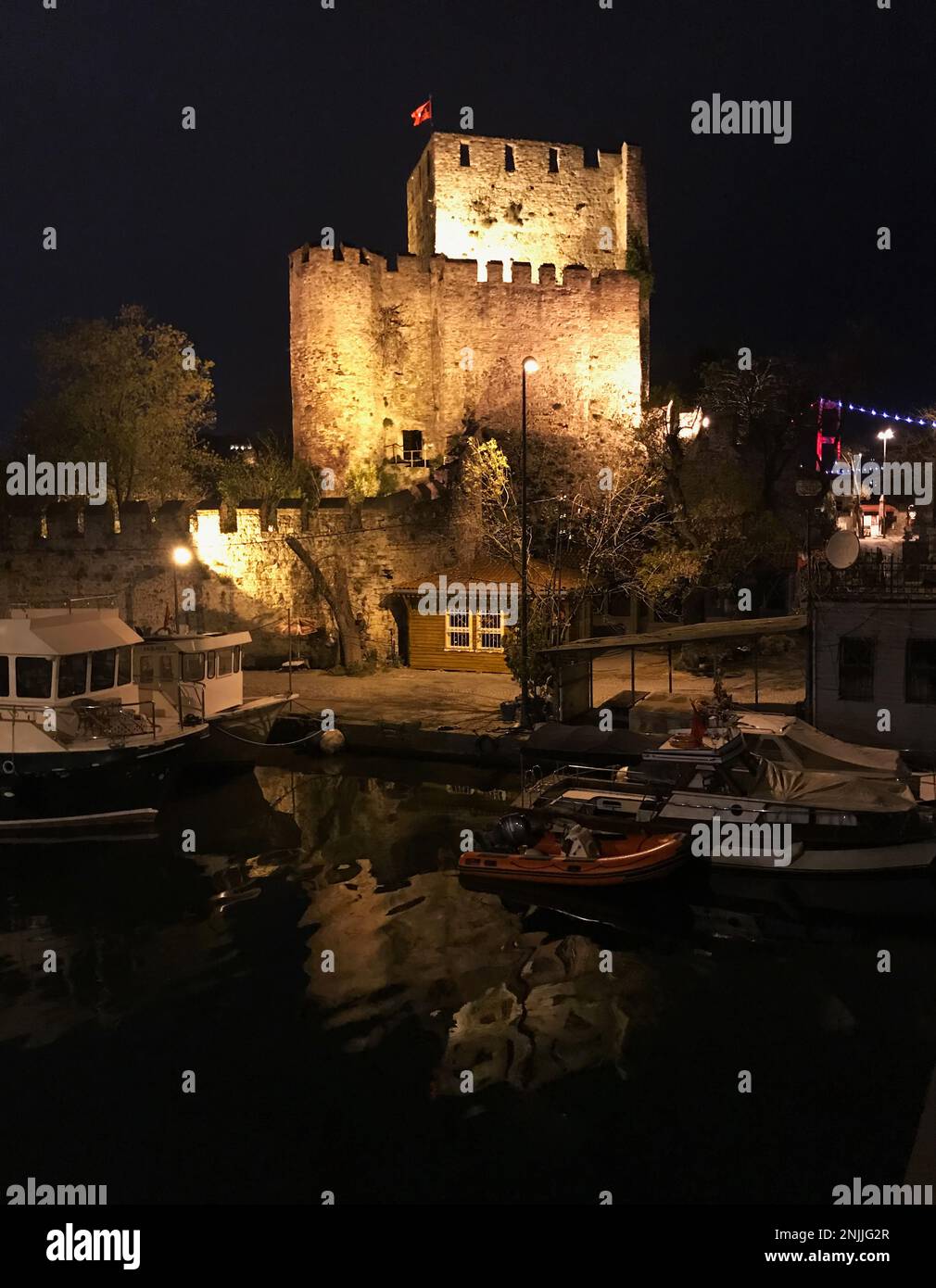 Anatolian Fortress at night (Turkish: Anadolu Hisari) in Bosphorus ...