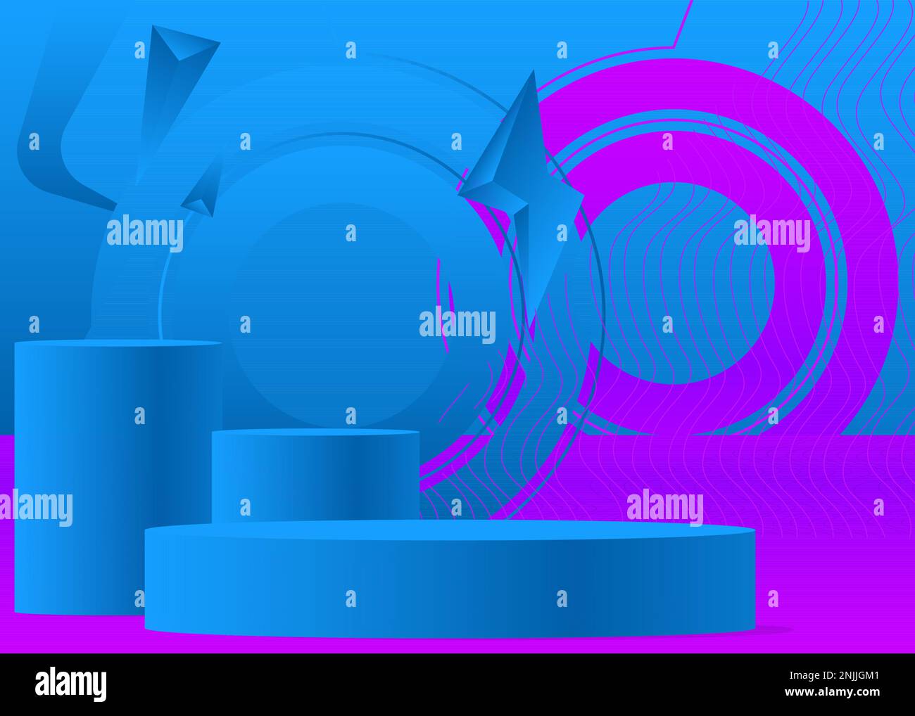 Blue Purple sci-fi stage showcase for presentation. Futuristic abstract ...