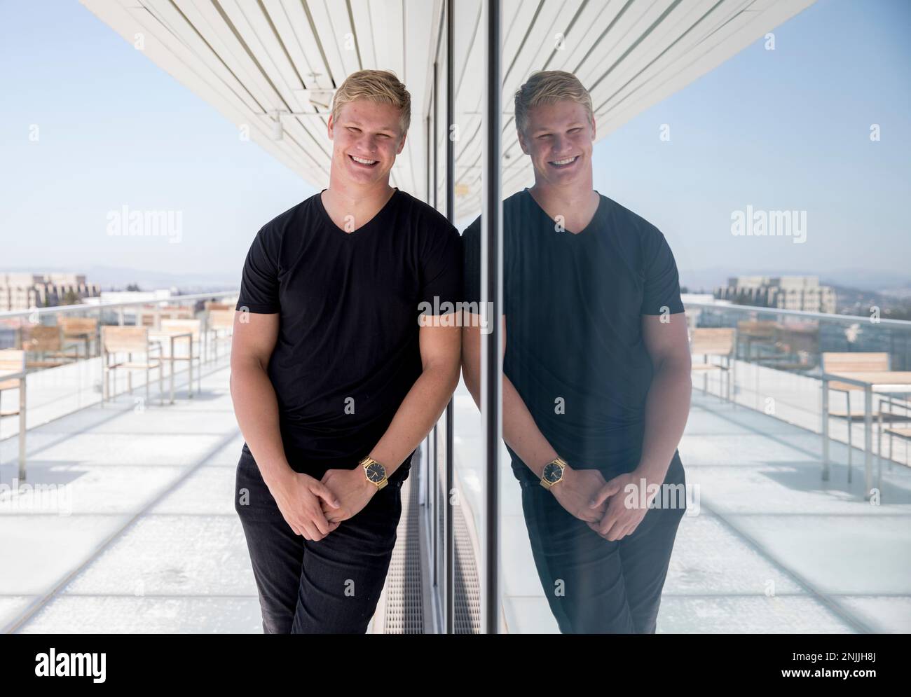 13 Reasons Why actor and UC Berkeley alumni Austin Aaron poses for a ...