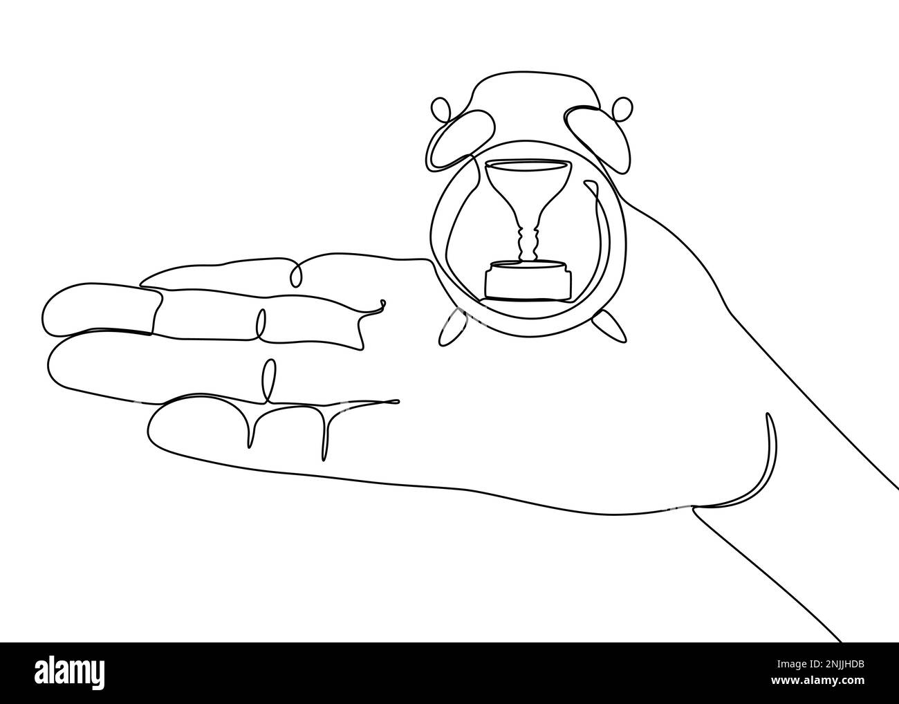 One continuous line of alarm clock with Award Prize. Thin Line ...