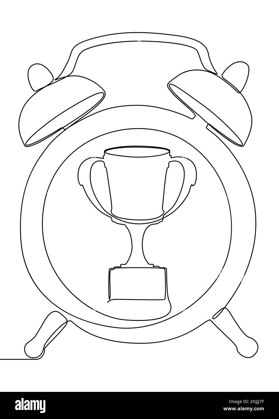 One continuous line of alarm clock with Award Prize. Thin Line ...